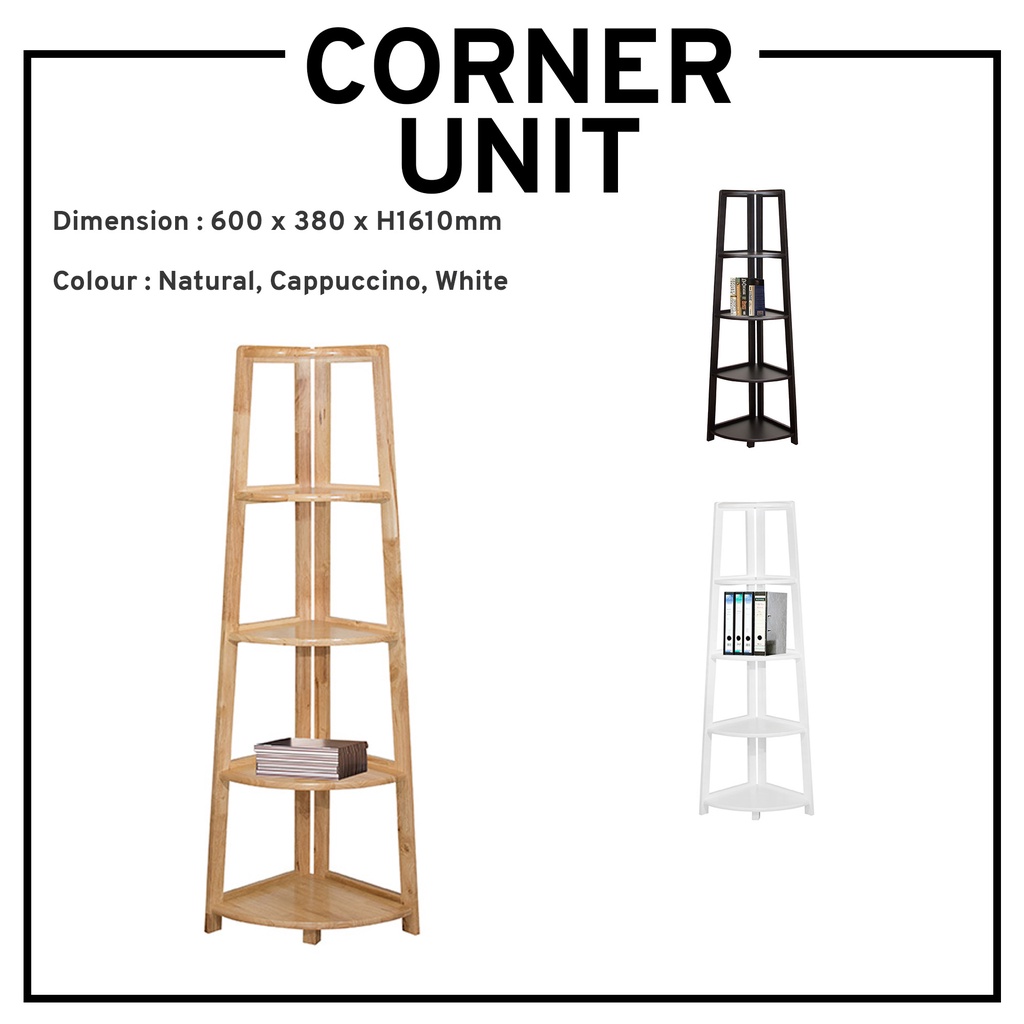 Corner Unit Bookshelves Solid Wood Bookcases Wooden Book Rack Corner ...