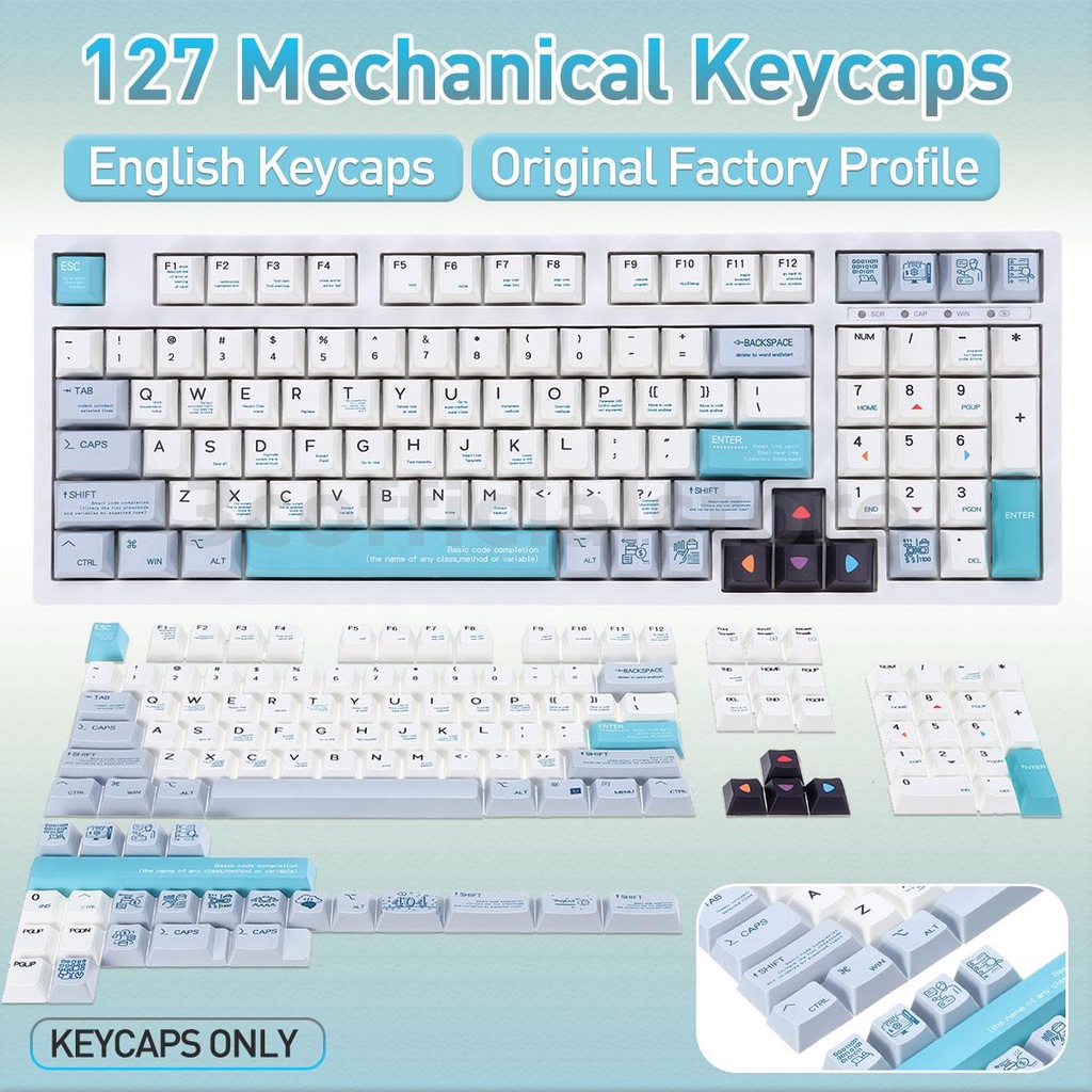 127 Keys PBT Personalized Keycaps DIY Mechanical Keyboard Compatible ...