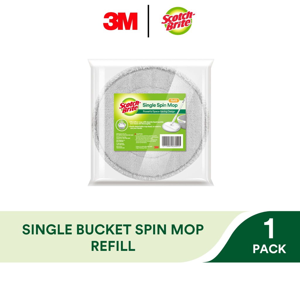 3m scotch brite t6 single bucket spin mop refill - 1 pack / compact ...