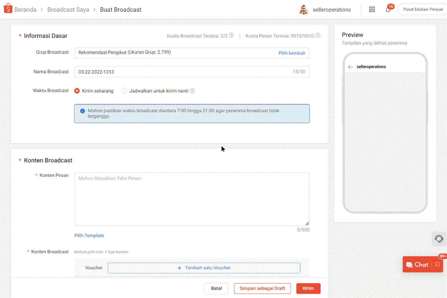 Membuat Chat Broadcast untuk Promosi | Pusat Edukasi Penjual Shopee ...