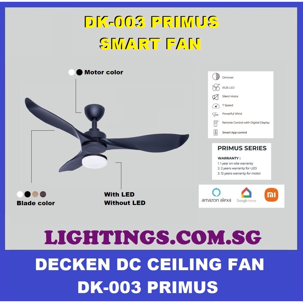 DECKEN DK-003 Primus DC Smart Ceiling Fan | Shopee Singapore