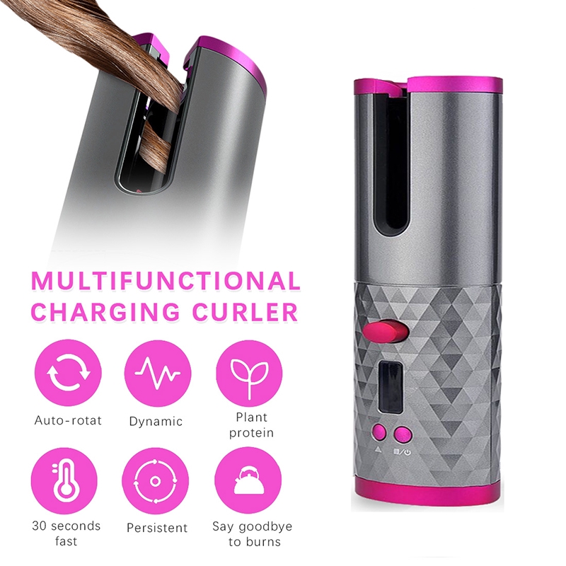 Cordless Automatic Hair Curler iron wireless USB Rechargeable Air ...