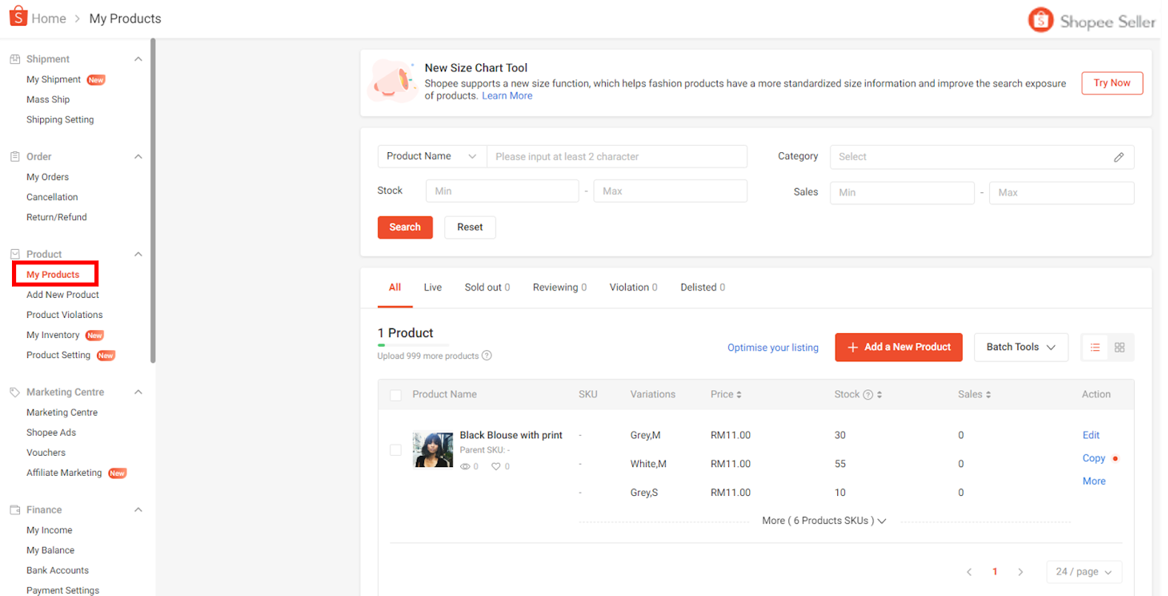 Adding Variations for Your Products | Shopee MY Seller Education Hub