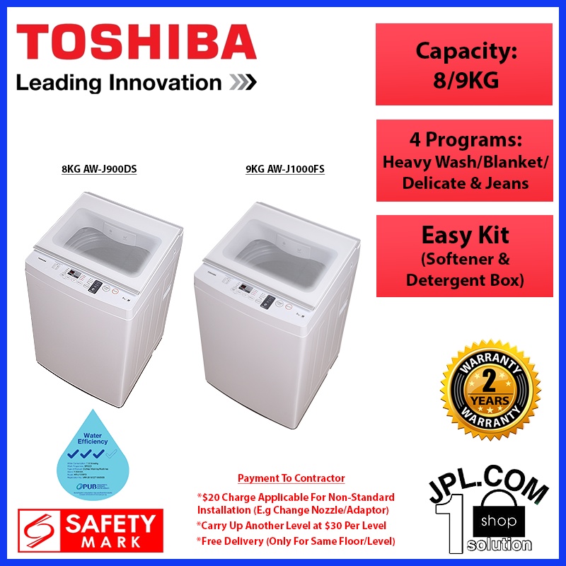 Toshiba 8/9KG Top Load Washing Machine AW-J900DS/AW-J1000FS | Shopee ...