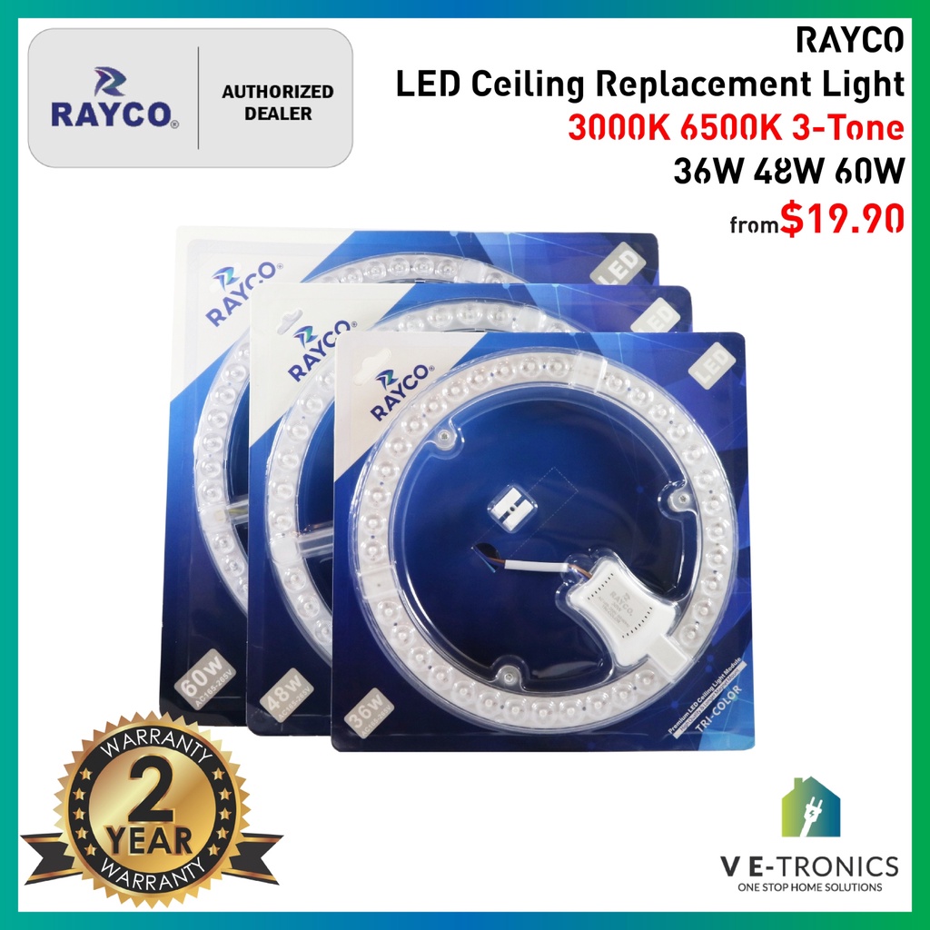 [SG 2 YEAR WARRANTY] RAYCO LED Ceiling Replacement Light 3000K 6500K 3 ...