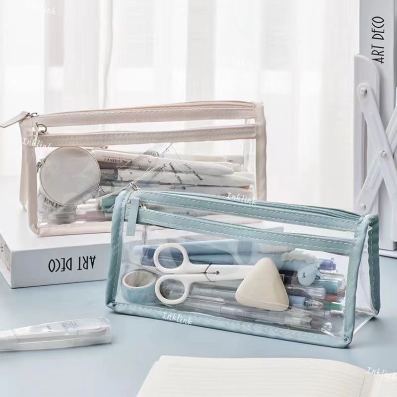 Double Layer Transparent Pencil Case,Large Capacity Waterproof Student ...