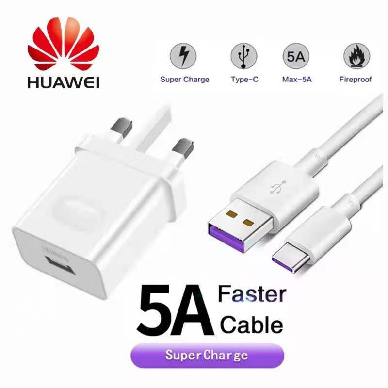 HUAWEI Super Charge Fast Charger UK Plug Charger 5A Type-C Cable For ...