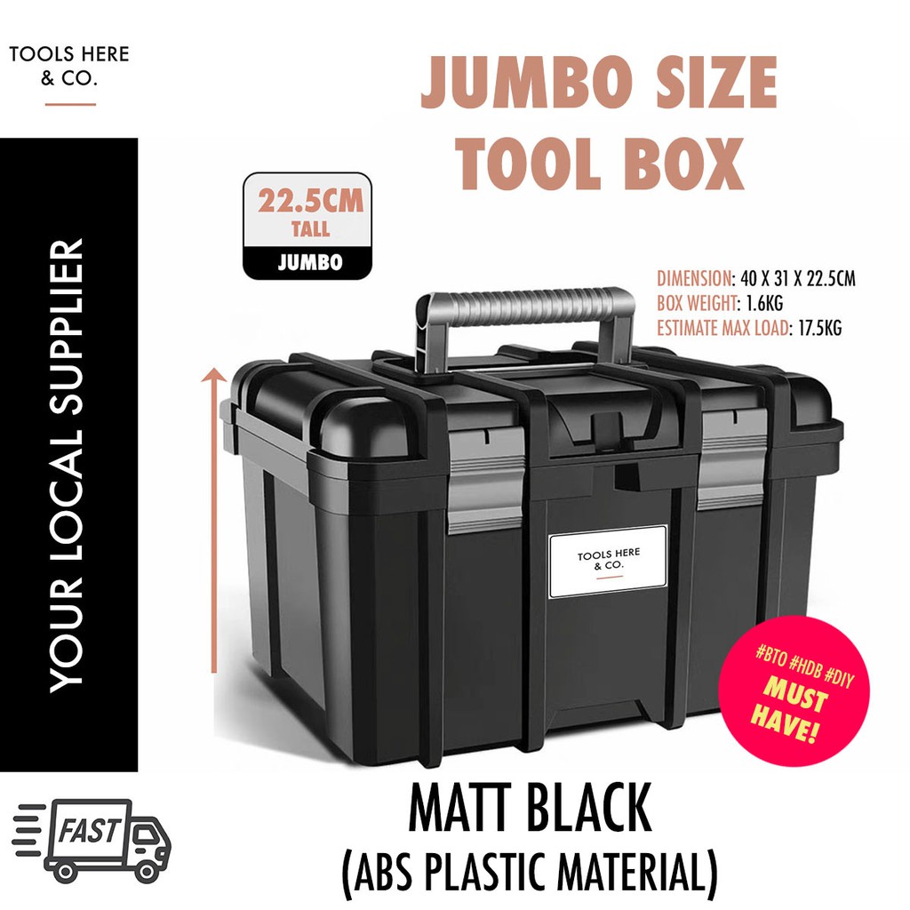 Tool Box JUMBO SIZE Suitable For BTO HDB DIY Tools Storage - Black ...