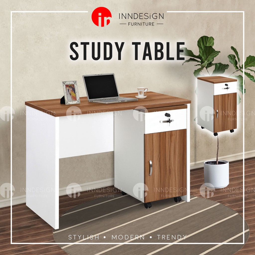 [LOCAL SELLER] Salgo Study Table / Study Desk / Writing Table / Office Table / Pedestal - L100cm ...