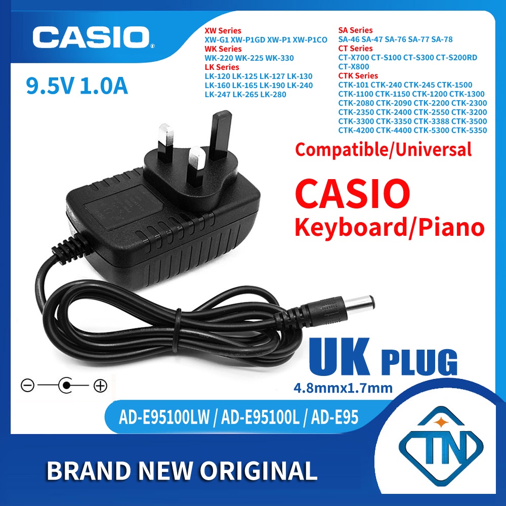 9.5V 1A AD-E95100LW Power Supply Adapter for Casio CTK-1550 CTK-4200 CTK-4400 CTK-5300 CTK-5350 ...