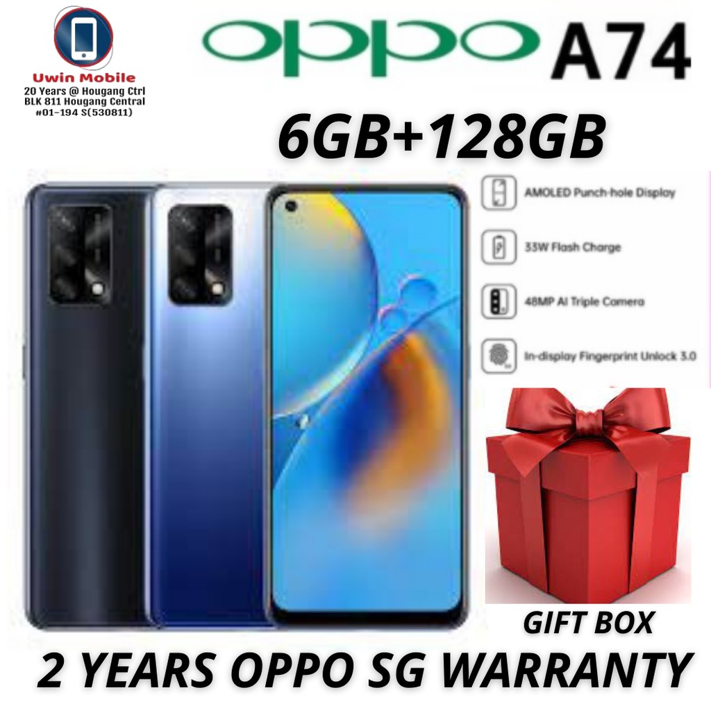 OPPO A74 + Oppo Gift Box (6GB+128GB) 2 Years OPPO SG Singapore | Shopee ...