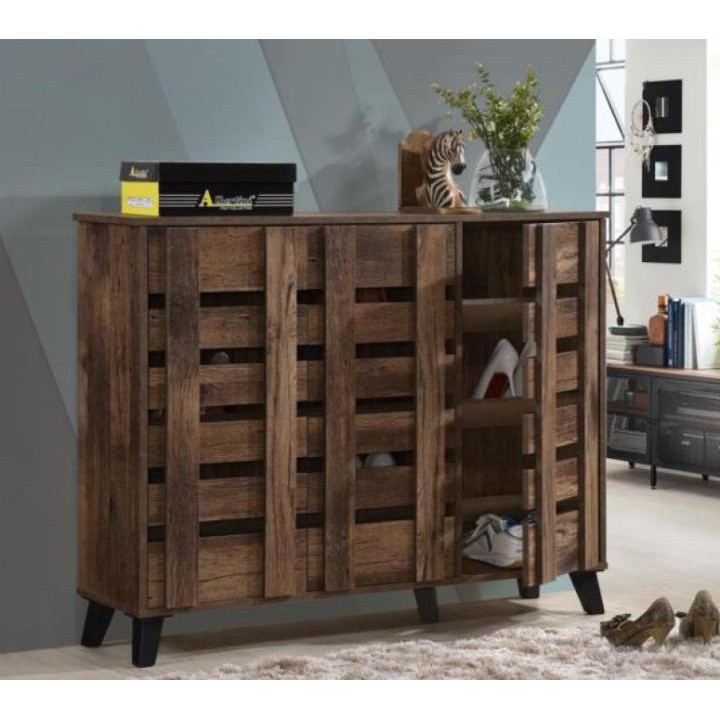 [Furniture Amart] 3 DOOR SHOE CABINET SHOE RACK IN BLACK WHITEWASH OAK ...