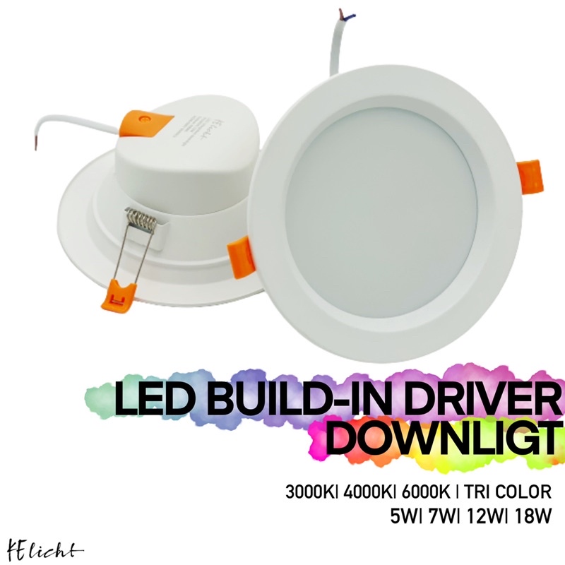 Tri-color Round LED downlight integrated driver type 5w 7w 12w 18w ...