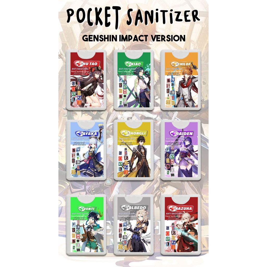 Genshin IMPACT HAND SANITIZER // SPRAY POCKET // HU TAO, XIAO, CHILDE ...