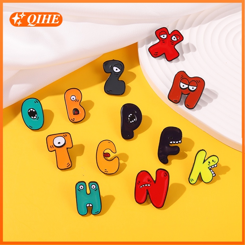 English Alphabets Enamel Lapel Pins Eyes Badge Brooches Jewelry for ...
