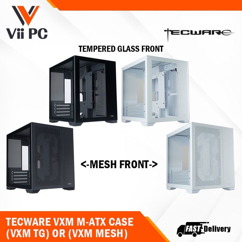 Tecware VXM TG or MESH Dual Chamber MATX Case [2 Color Options ...