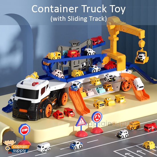 Container Truck Toy with Sliding Tracks (and 10 Small Cars) | Shopee ...