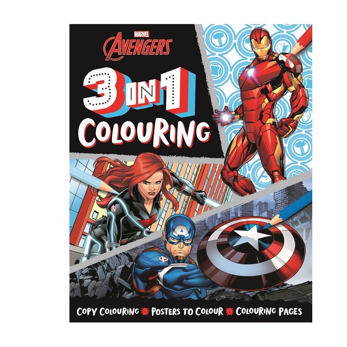 Marvel Avengers 3in1 Colouring Book With Iron Man Hulk Thor Captain ...