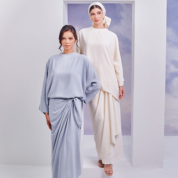 MC Vogue Farah Draped Polka Texture Baju Kurung Set Baju Raya 2022 ...