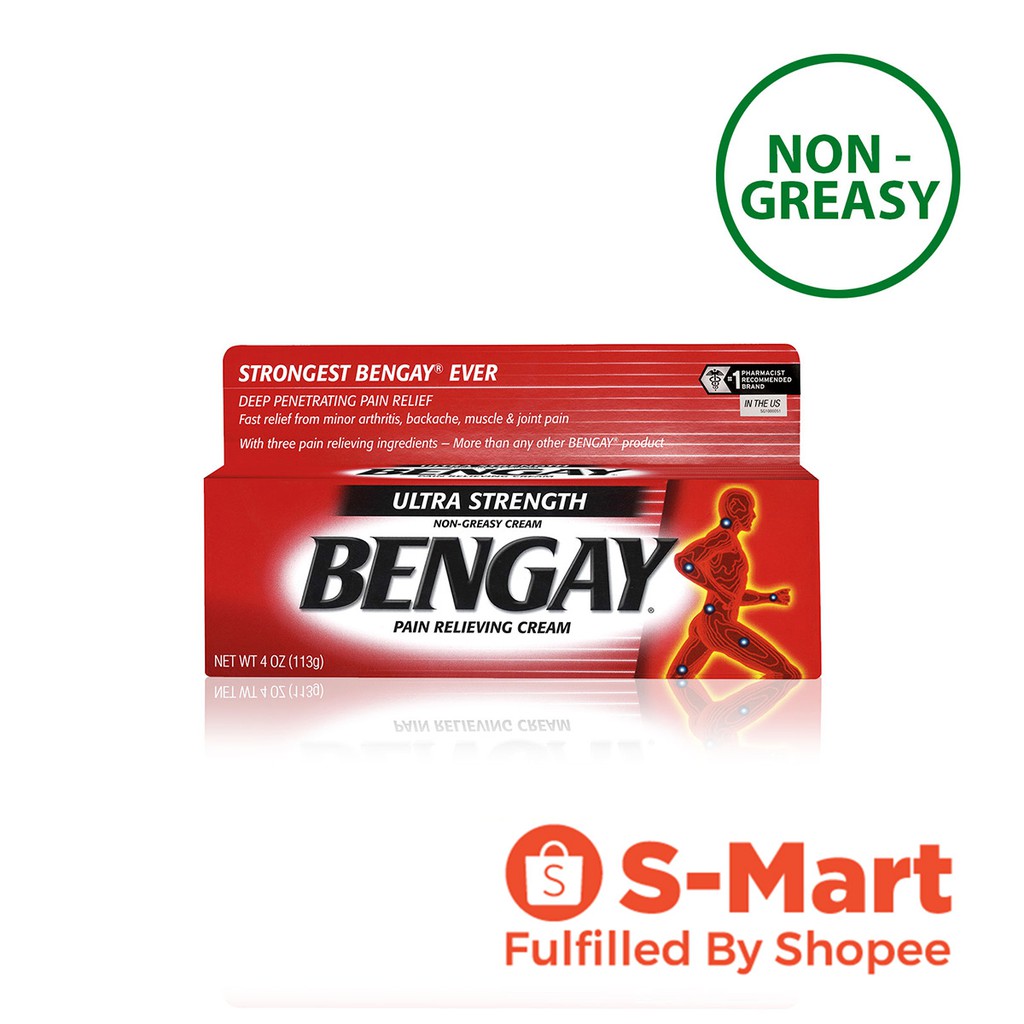 Bengay Ultra Strength Non-Greasy Pain Relieving Cream, 4oz | Shopee ...