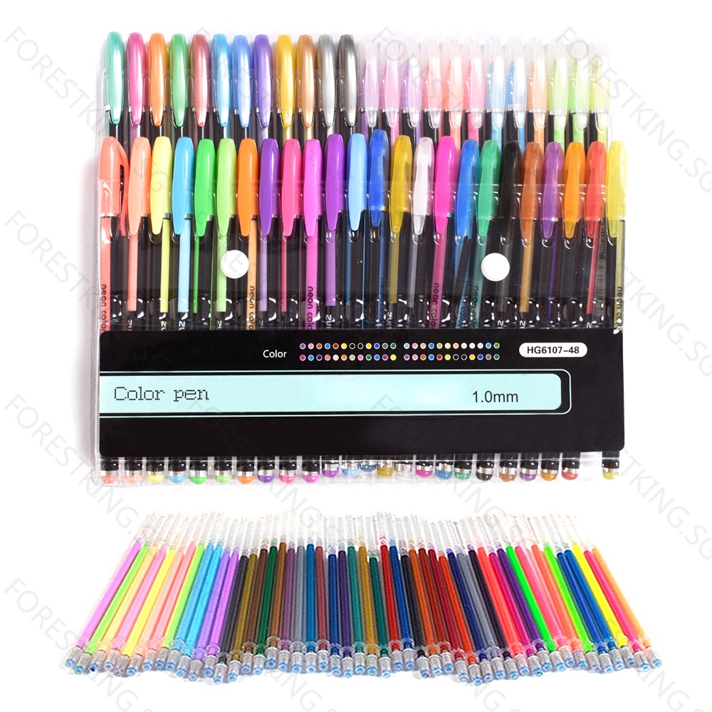 48pcs Gel Pens Set Glitter Metallic Art Markers Kit for Adult Coloring ...