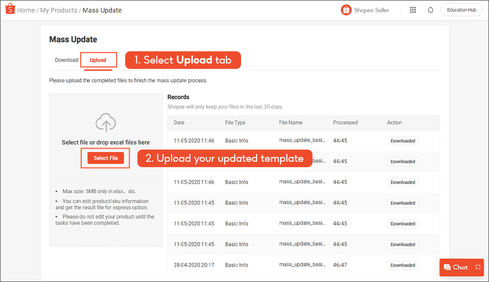 Upload Mass Update template | SG Seller Education [Shopee]