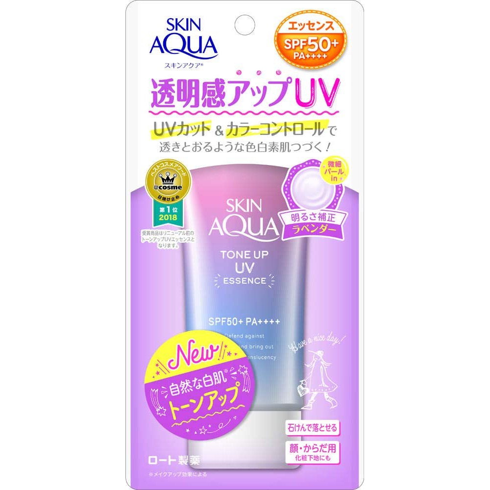 ROHTO SKIN AQUA Tone-Up UV Essence Sunscreen with Heartwarming Savon ...