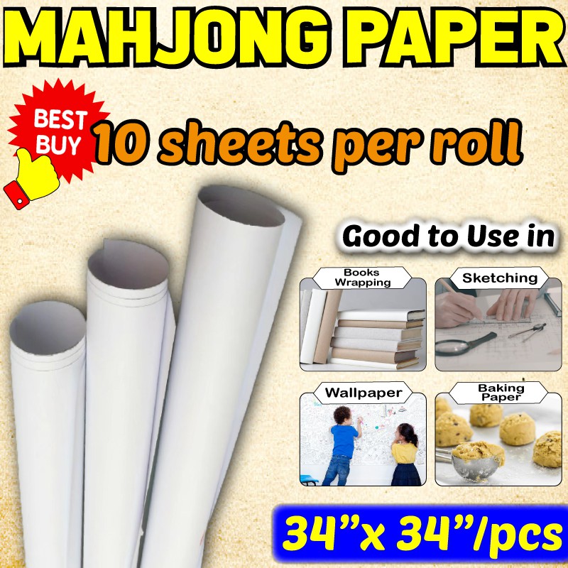 1+1 Bundle Pack★MAHJONG PAPER★34 inch x 34 inch★10 SHEETS/Roll★70gsm ...