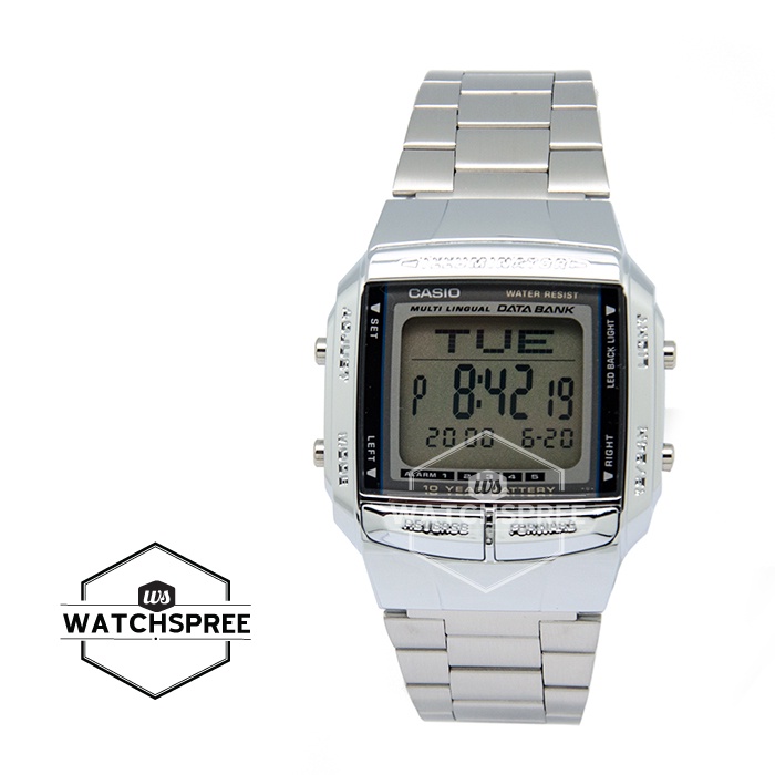 Casio Men's Data Bank Silver Stainless Steel Band Watch DB360-1A DB-360 ...