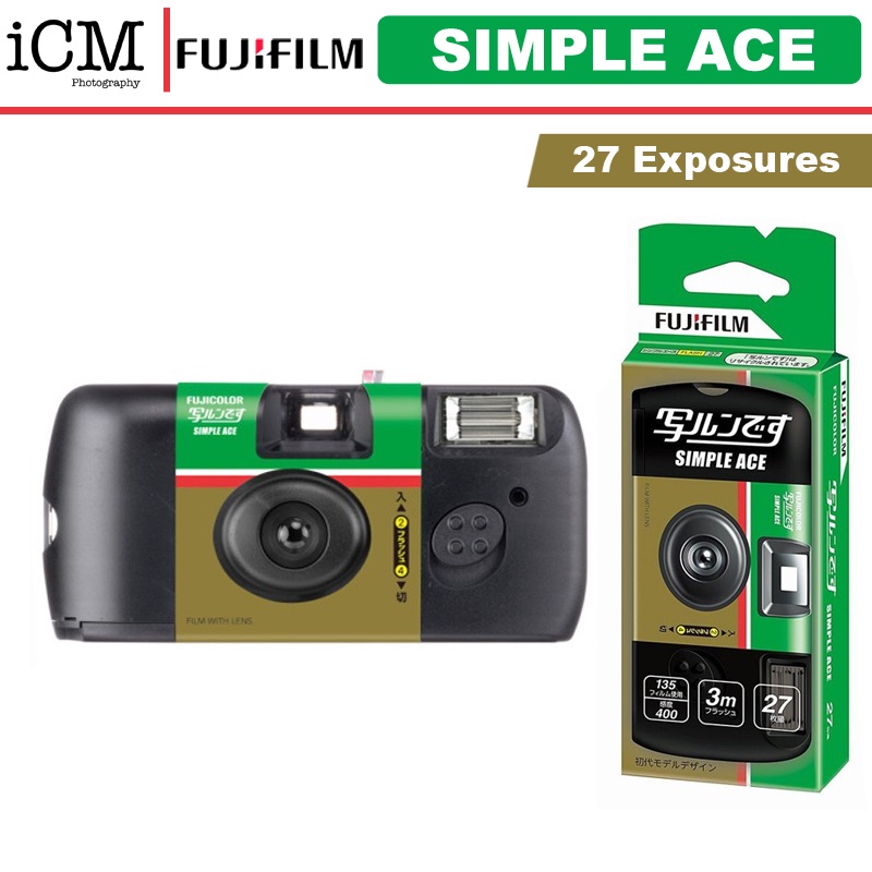 FUJIFILM 35mm Disposable Single Use Film Camera Simple Ace - ISO 400 ...