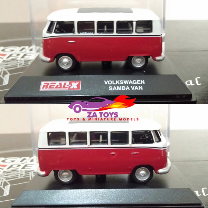 Diecast Volkswagen VW Combi Samba Van Red And White By Real-X 1:72 ...