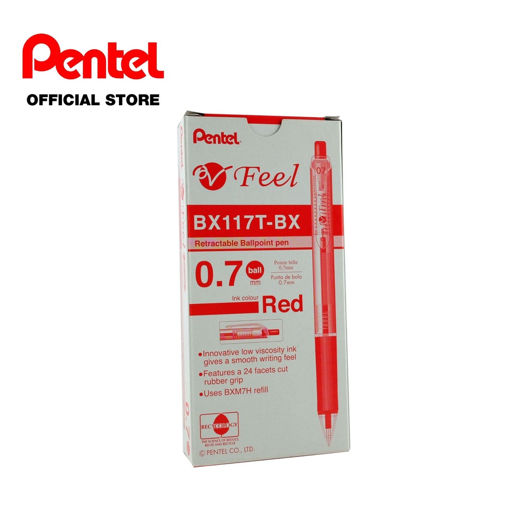 PENTEL Retractable Ballpoint Pen BX117 (0.7mm, 10 Pieces) | Shopee ...