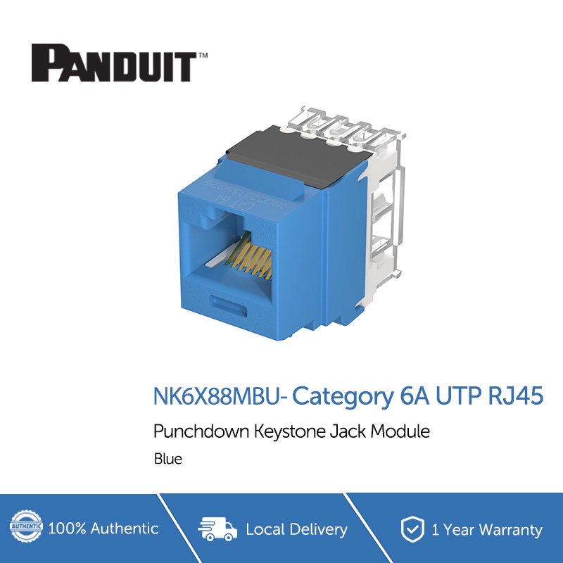 Panduit NetKey Cat 6A UTP RJ45 Punchdown Keystone Jack Module - Blue (NK6X88MBU) | Shopee Singapore