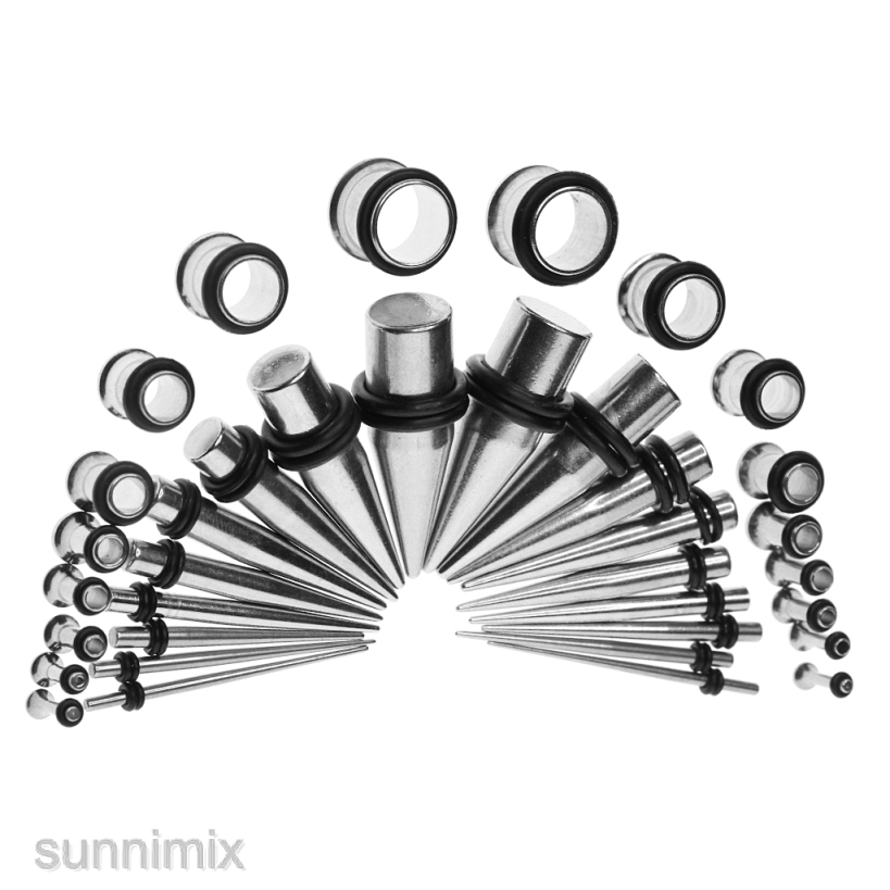36pcs Gauges Kit Ear Stretcher Tapers Plugs Tunnels 14G-00G Stretching ...