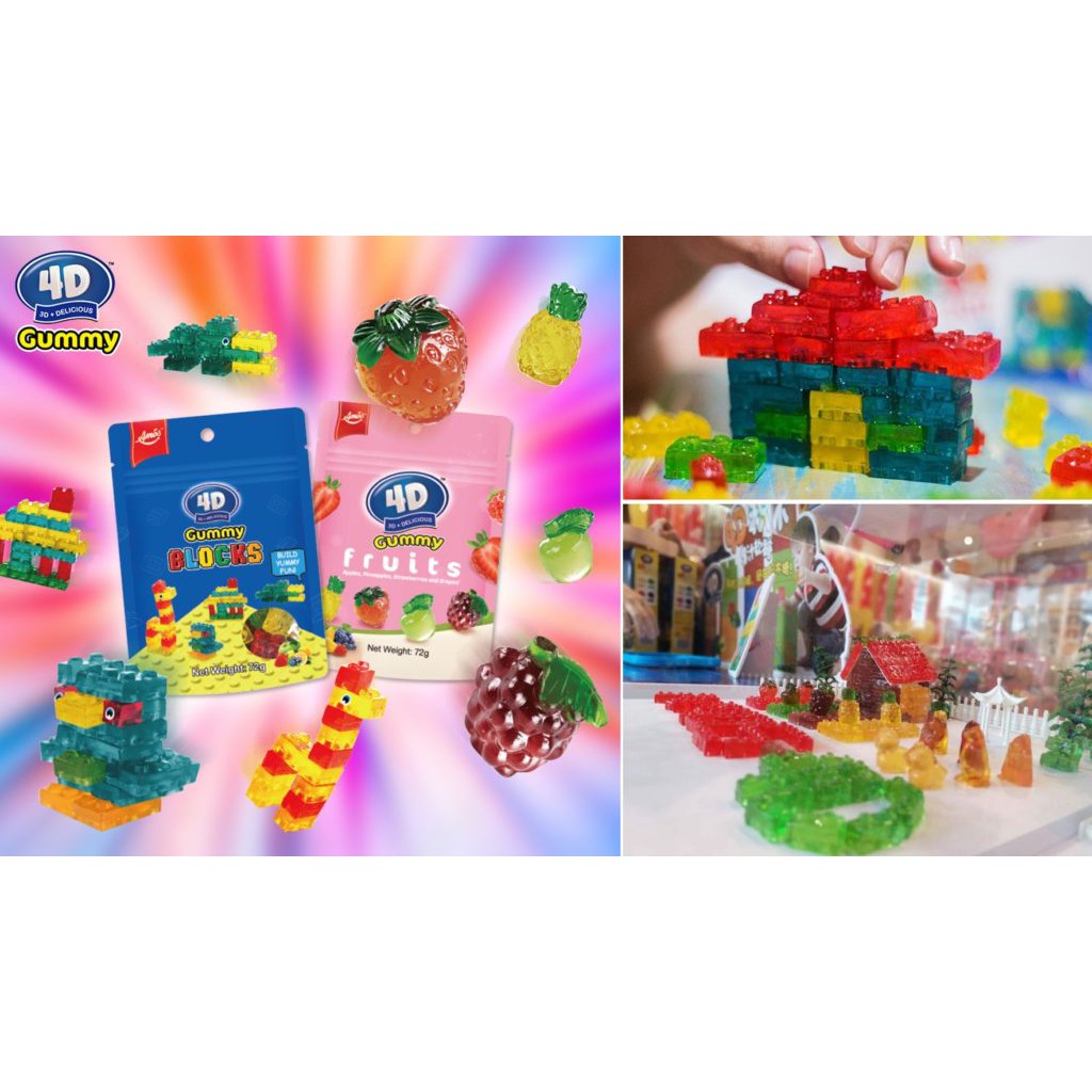 AMOS 4D Fruits / Blocks Gummy 40gm x 12 pck (1 Box) | Shopee Singapore
