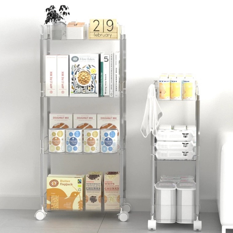 Bathroom Kitchen Slim Storage Trolley 4-Tier With Wheels | Shopee Singapore