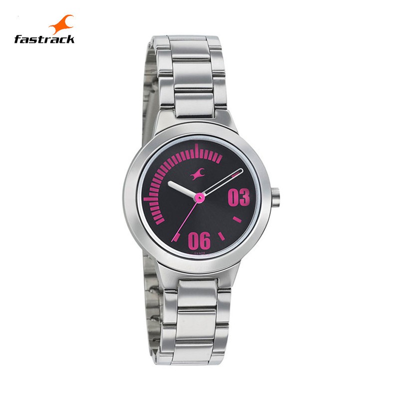 Fastrack Black Dial Stainless Steel Strap Women's Watch 6150SM05 ...