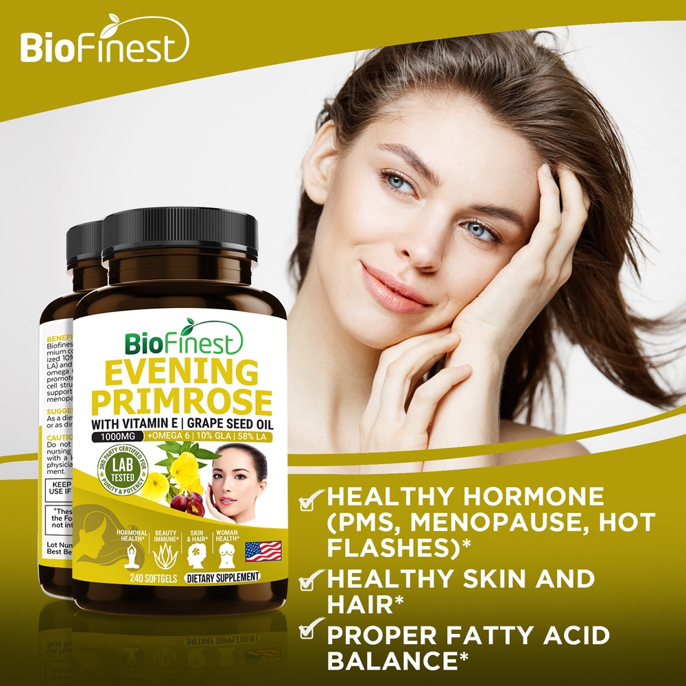 Biofinest Evening Primrose Oil 1000mg Supplement Grape Seed Oil Vitamin ...