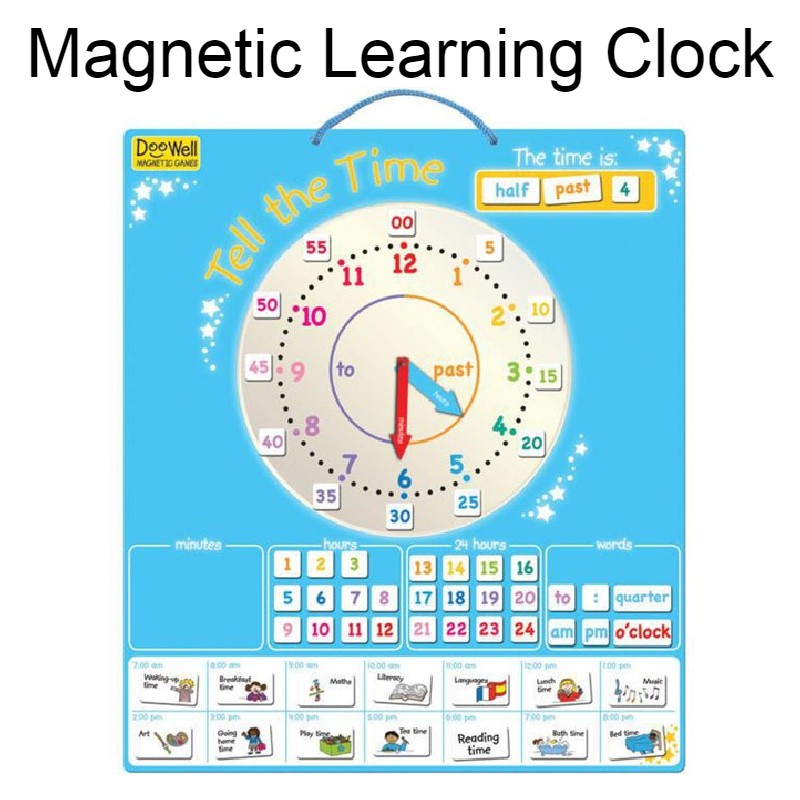 Large Magnetic Teaching Clock Time for Learning Wall Chart Hanging ...