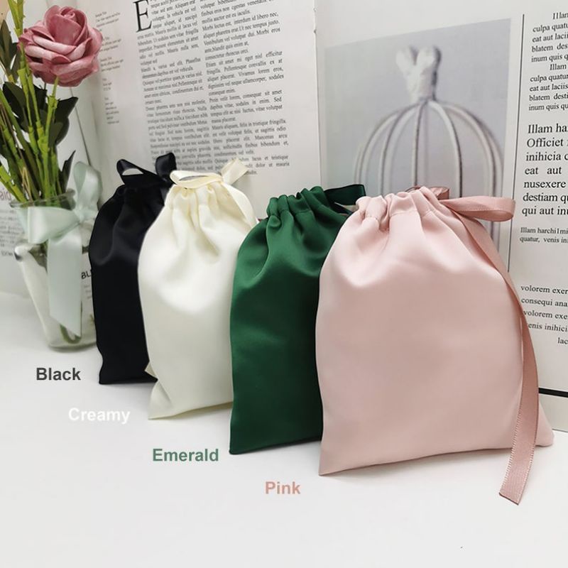 Drawstring Pouch Satin Silk Satin Velvet Pouch Cosmetic Souvenir Pouch ...