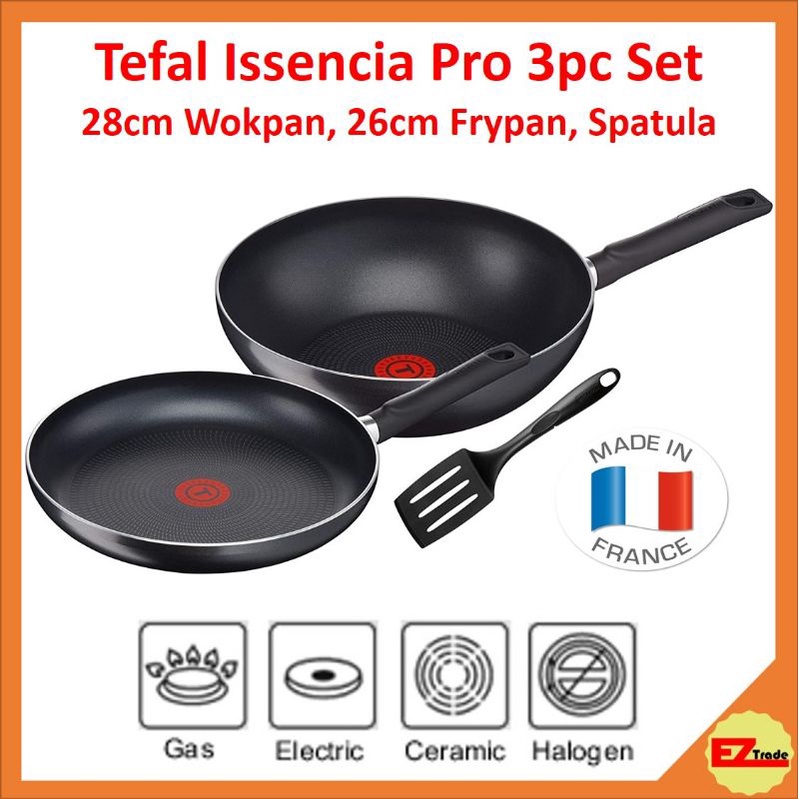 Tefal Issencia Pro 3pc Set (Includes Frypan / Frying Pan, 26cm and Wokpan, 28cm and Spatula ...
