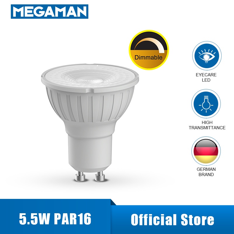 Megaman Led Gu10 Tracklight Bulb Par16 5 5w Dimmable Spotlight 2800k