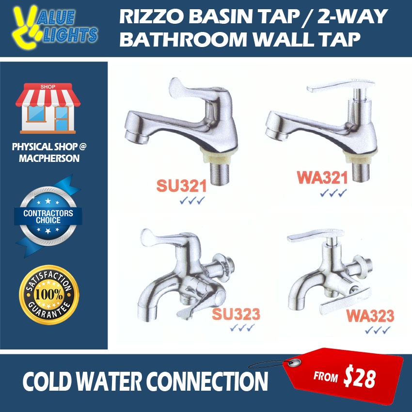 Rizzo Basin Tap Faucet / Double Way Bathroom Wall Tap 2 Way Tap Cold ...