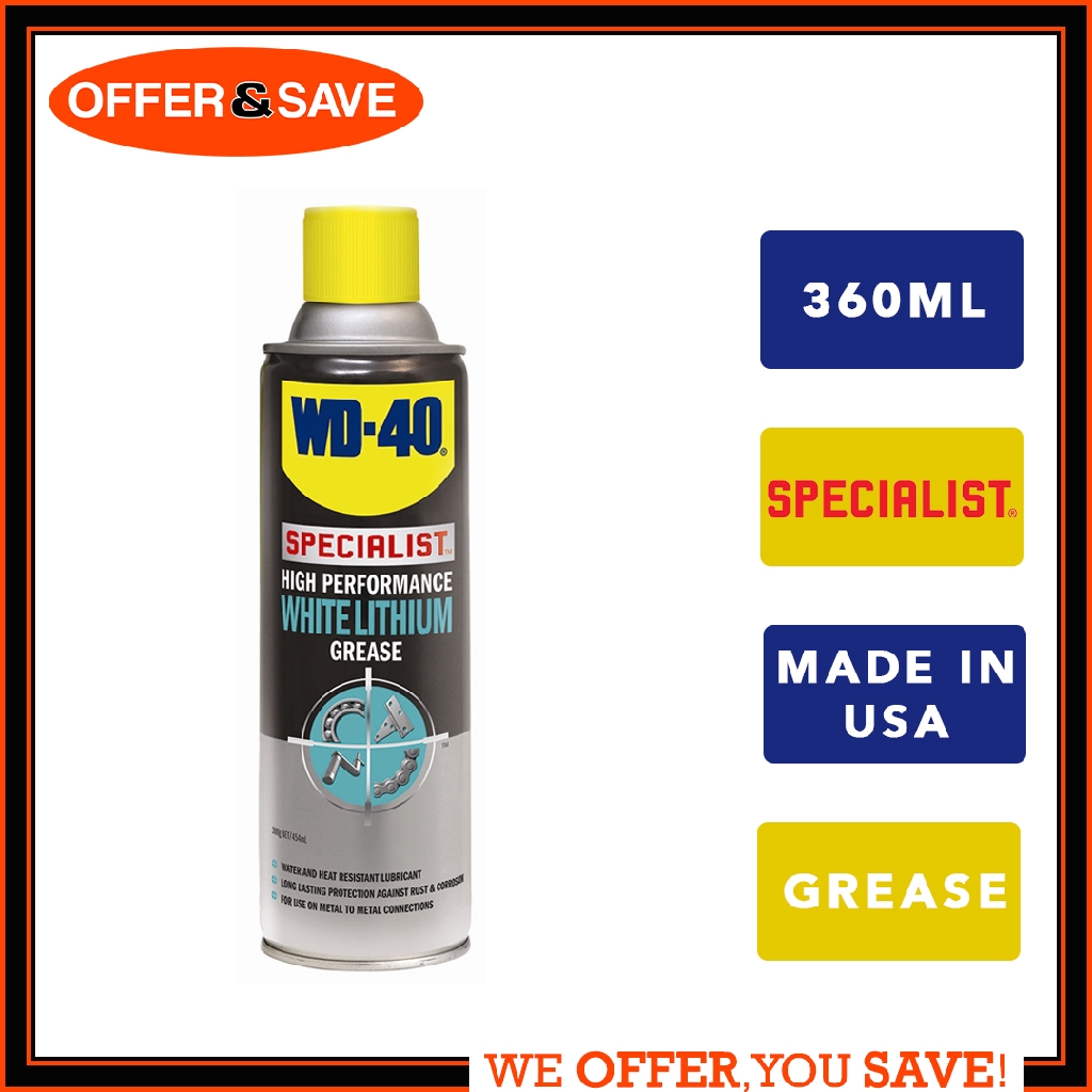 WD40 / WD-40 High Performance White Lithium Grease 360ml | Shopee Singapore