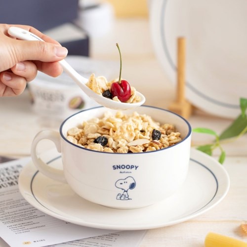 PEANUTS Snoopy Character Cozy Ceramic Cereal Bowl & Spoon Set ( Brunch ...