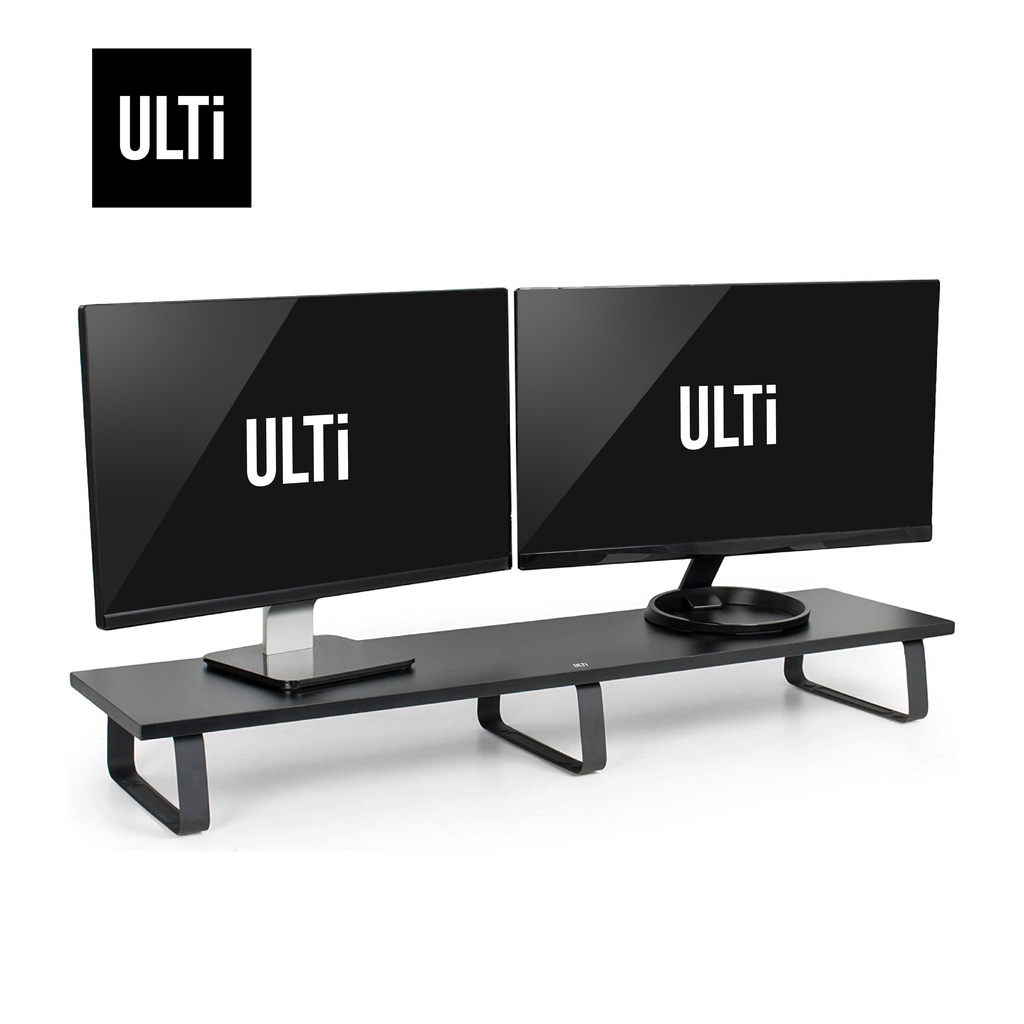 ULTi Extra Long Monitor Riser Stand, Wood & Steel Desktop, Ergonomic ...