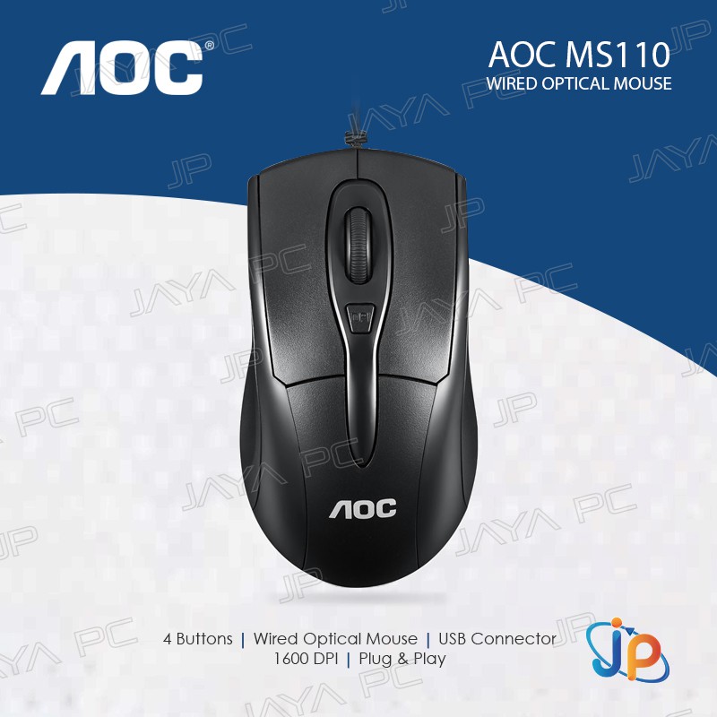 Aoc office mouse ms110 - wired usb optical mouse | BeeCost