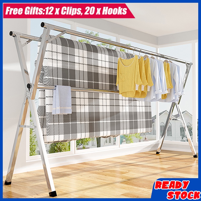 Fully Folded Extendable Clothes Drying Rack with Wheels | 2/3-pole ...