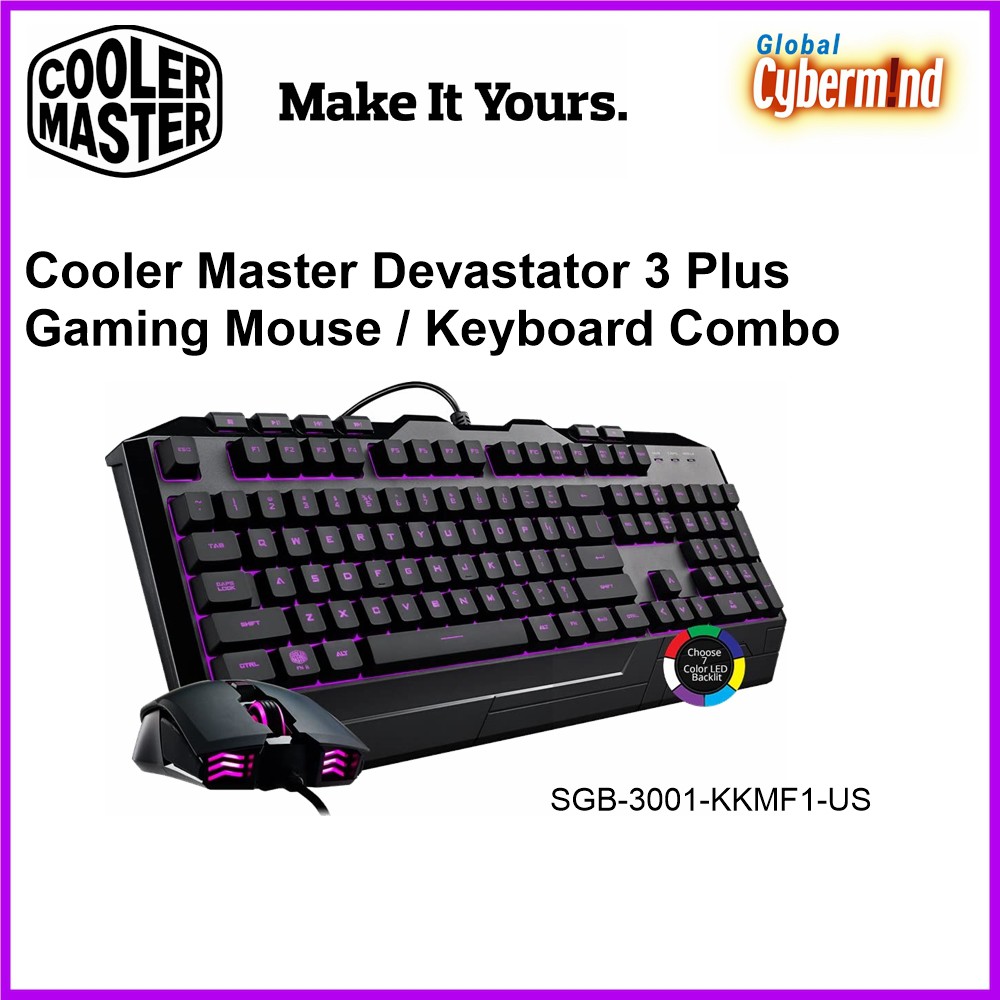 Cooler Master Devastator 3 Plus Gaming Keyboard & Mouse Combo with 7 ...