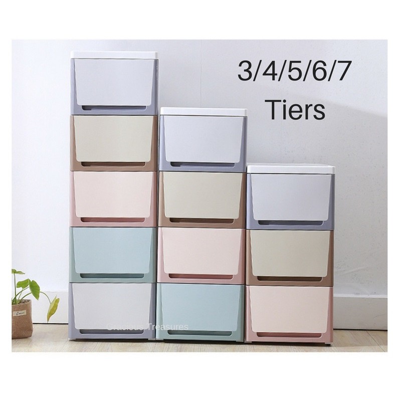 Super Slim Plastic Storage Drawer Container 3-7 Tiers Design Effective ...